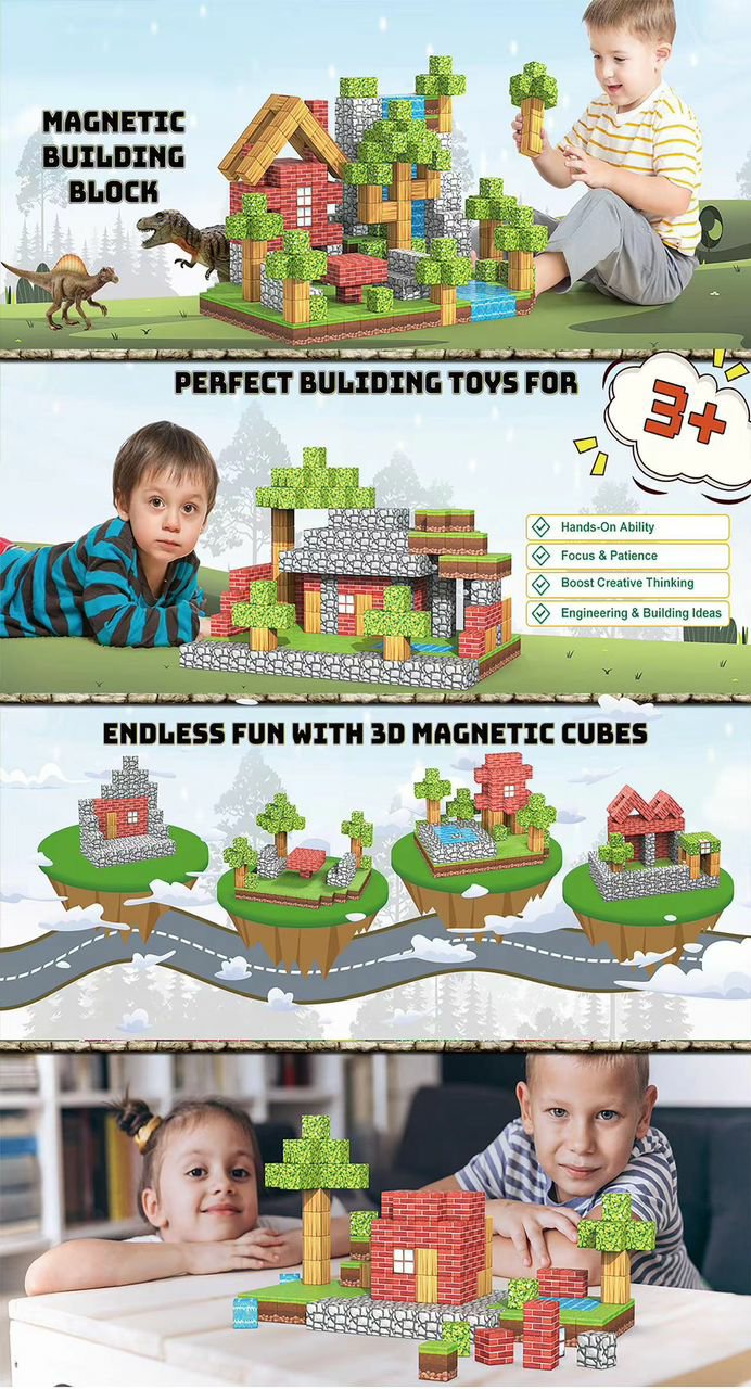 Minecraft - Magnetic building blocks 100pcs - Amazing Widea Toys